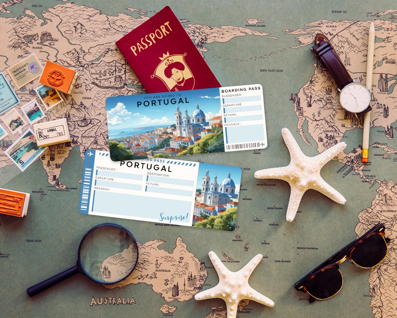 Digital PORTUGAL Trip Surprise Gift Ticket︱europe Boarding Pass ...