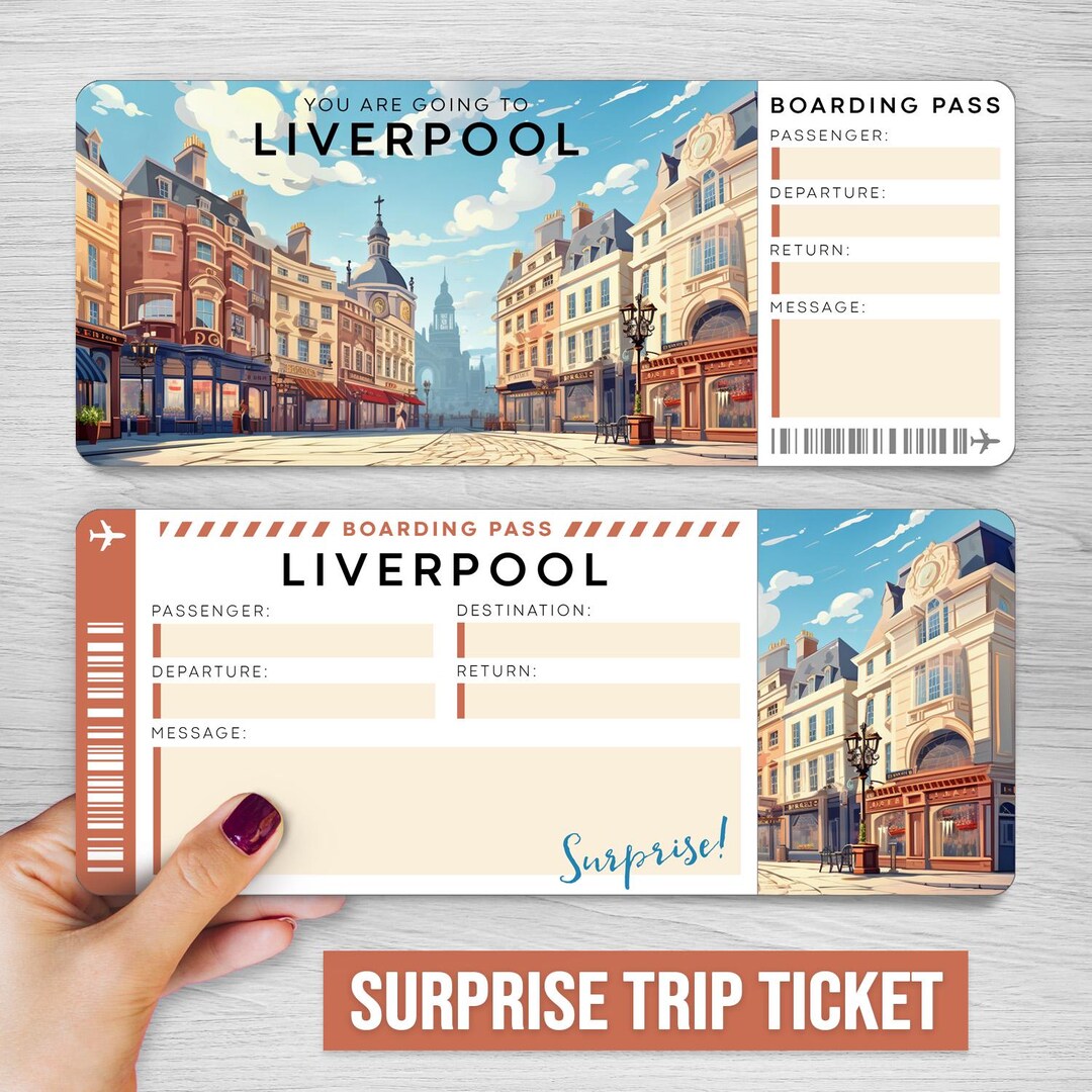 Digital LIVERPOOL Surprise Trip Gift Ticket, UK Printable Boarding Pass ...
