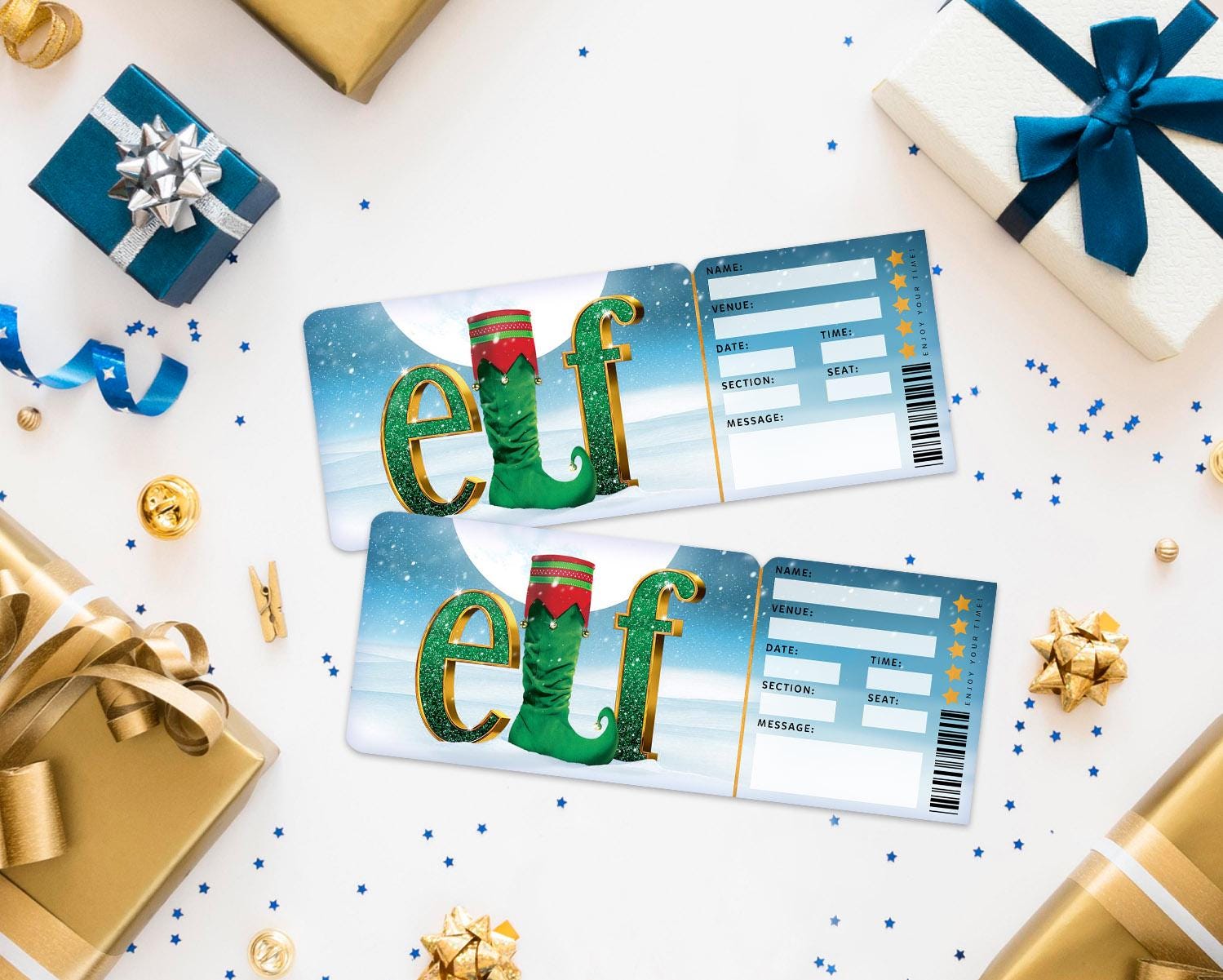 Printable Elf Broadway Surprise Ticket︱musical Theatre Ticket︱event ...