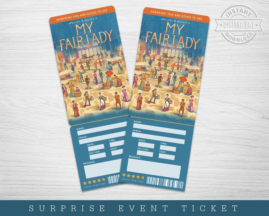 Printable My Fair Lady Broadway Surprise Ticket︱musical Theatre Ticket ...