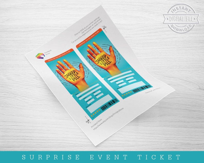 Printable Jagged Broadway Surprise Ticket︱musical Theatre Ticket︱event ...
