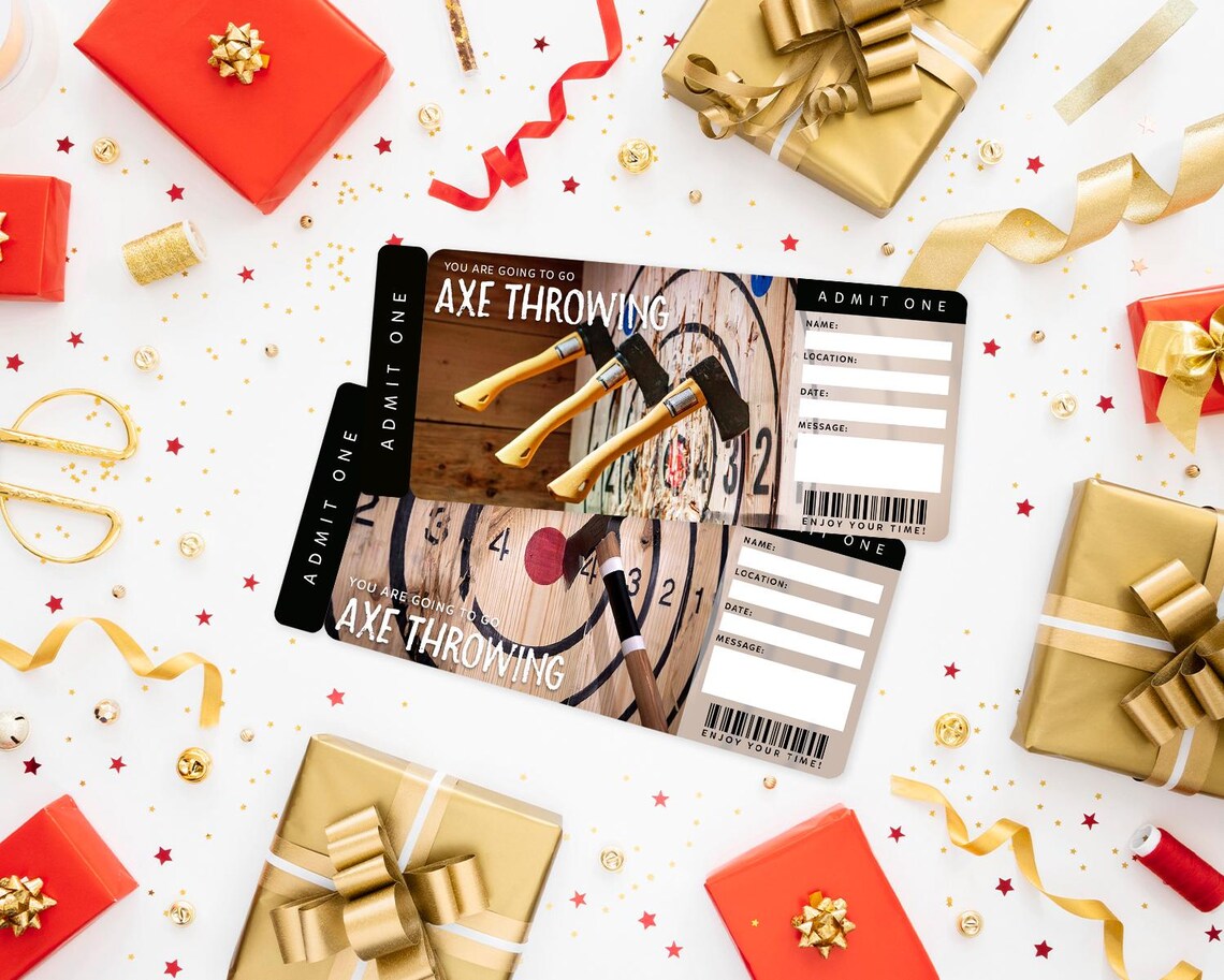 Printable AXE THROWING Surprise Gift Ticket, Axe Throwing Surprise ...
