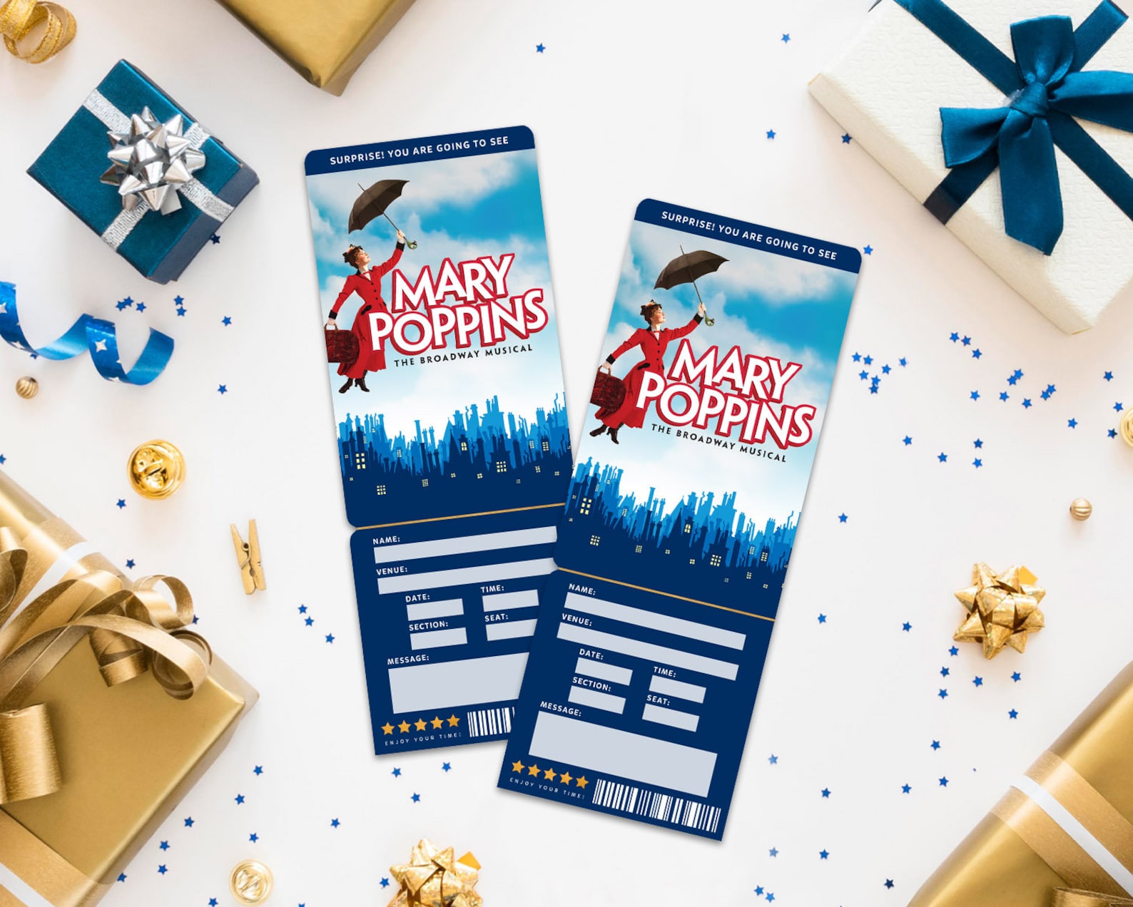 Printable Mary Poppins Broadway Surprise Ticket︱musical Theatre Ticket ...