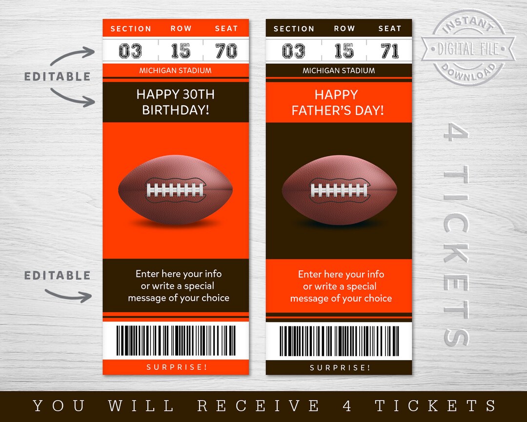 Digital Cleveland Colors Sport Surprise Ticket Gift, Football Game ...
