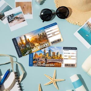 Digital MELBOURNE Surprise Trip Ticket, Australia Printable Boarding ...