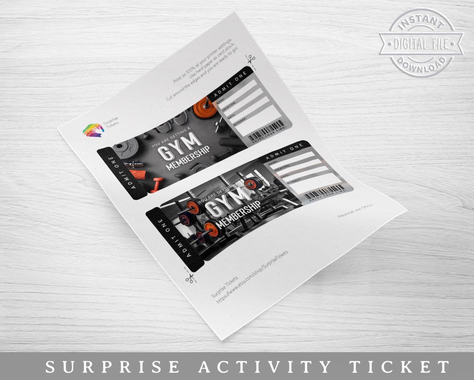 Printable Gym Membership Gift Voucher | Fitness Club Coupon | Gym Lover ...