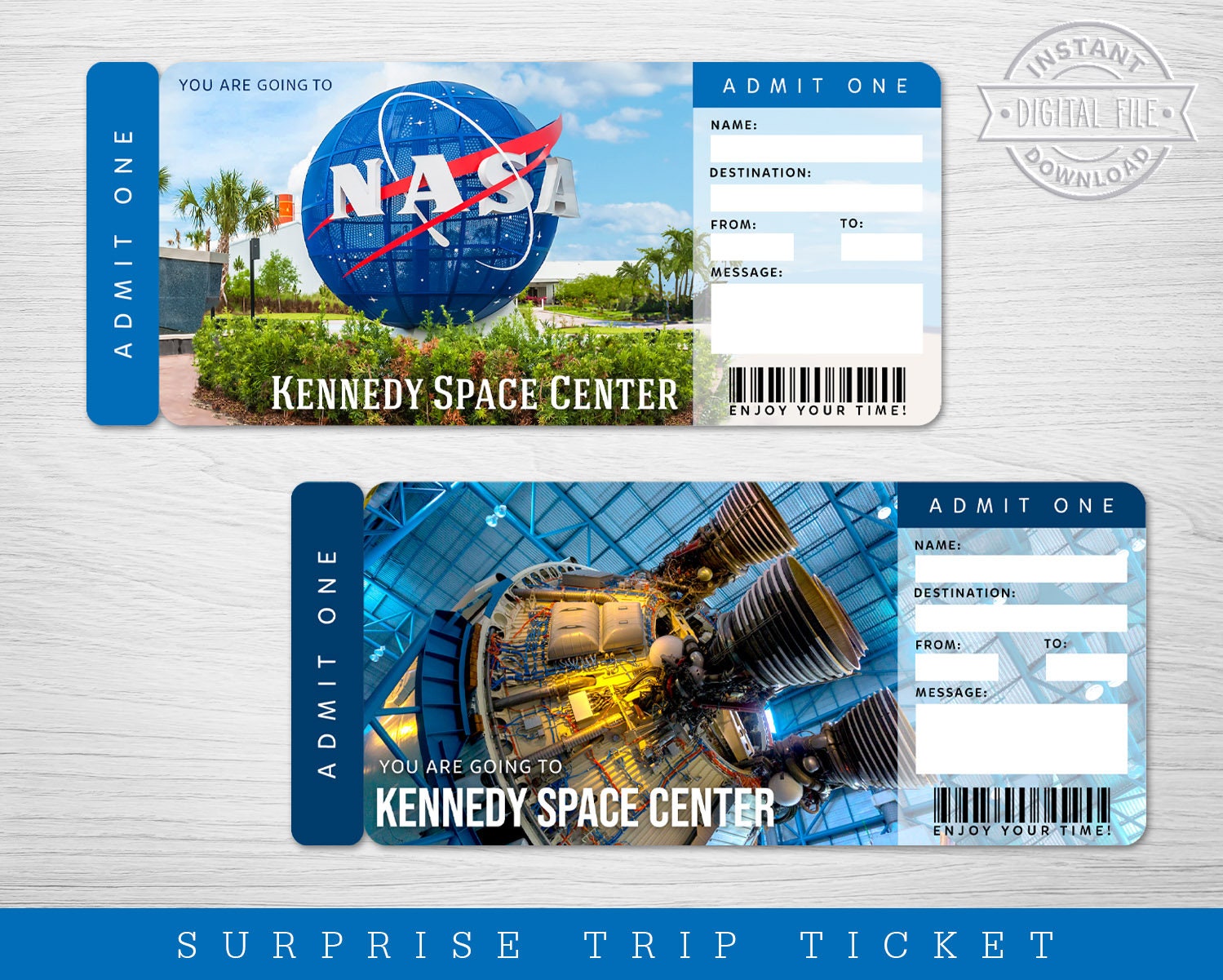 Printable Kennedy Space Center Surprise Trip Ticket, NASA Space Ticket ...