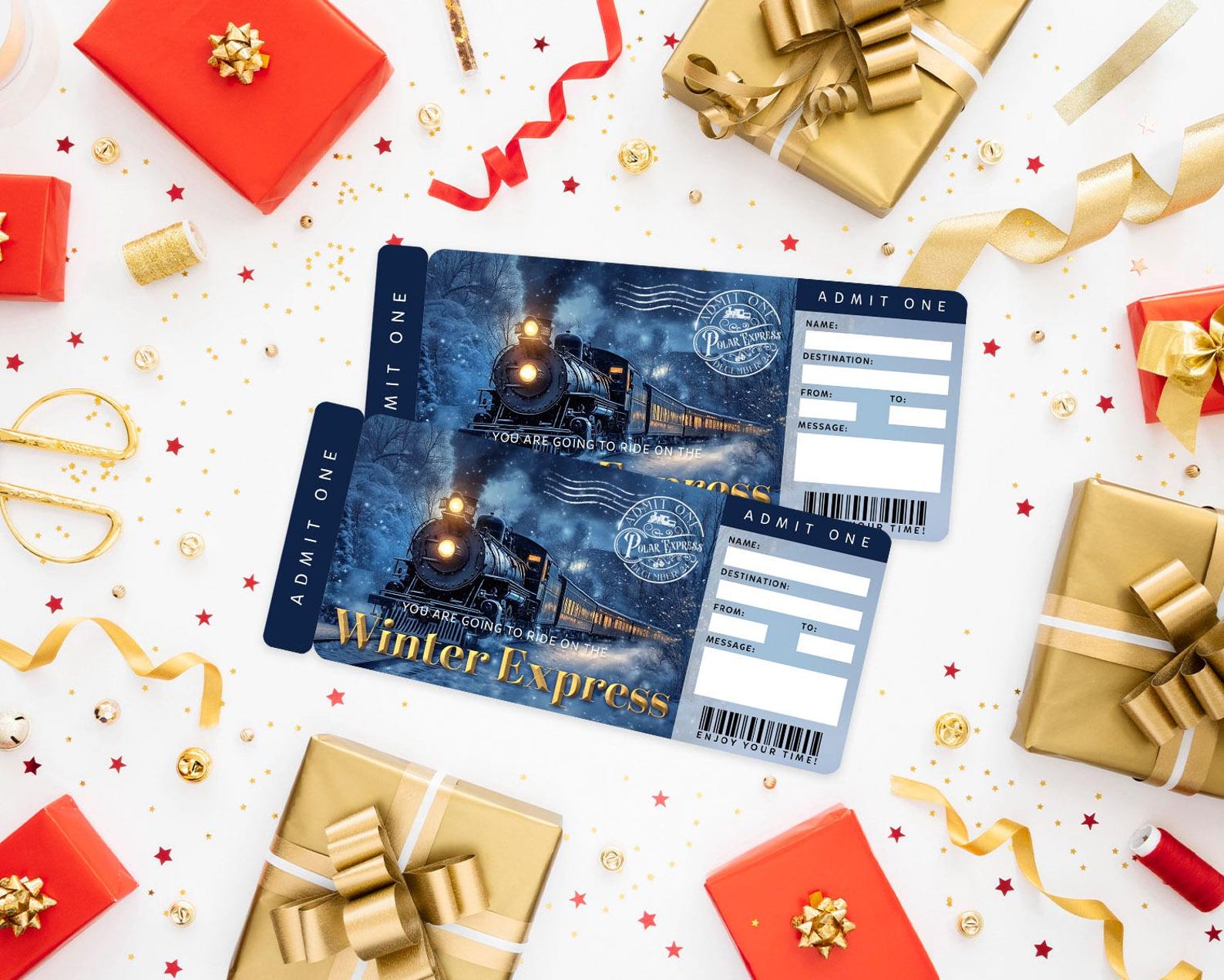 Printable WINTER EXPRESS Surprise Reveal Ticket︱north Pole Express ...