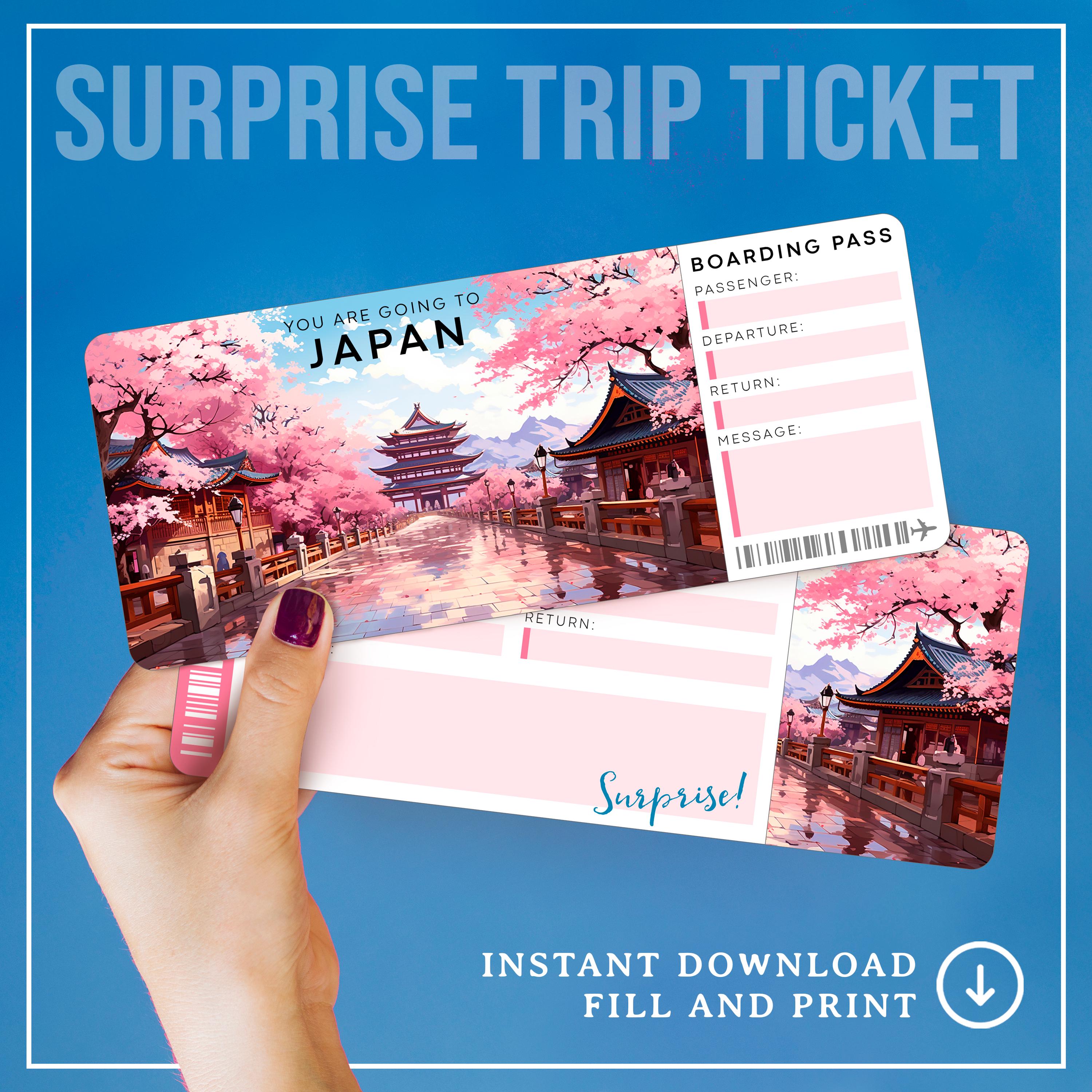 Printable JAPAN Trip Surprise Gift Ticket︱japan Boarding Pass︱printable ...
