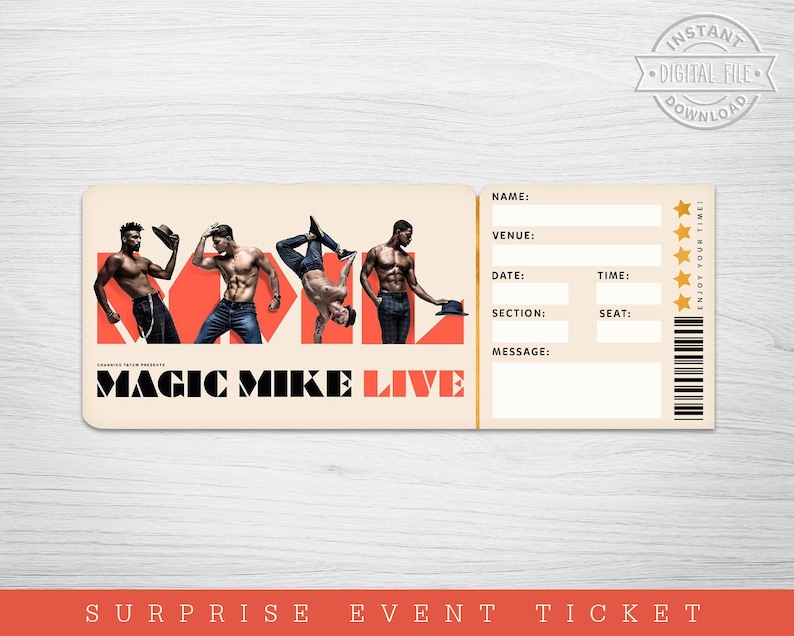 Printable Magic Mike Broadway Surprise Ticket︱musical Theatre Ticket ...