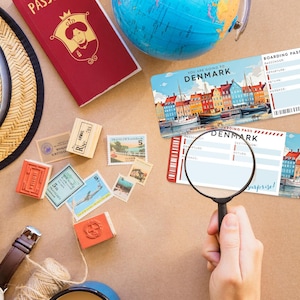 Digital DENMARK Surprise Trip Ticket, DENMARK Printable Boarding Pass ...