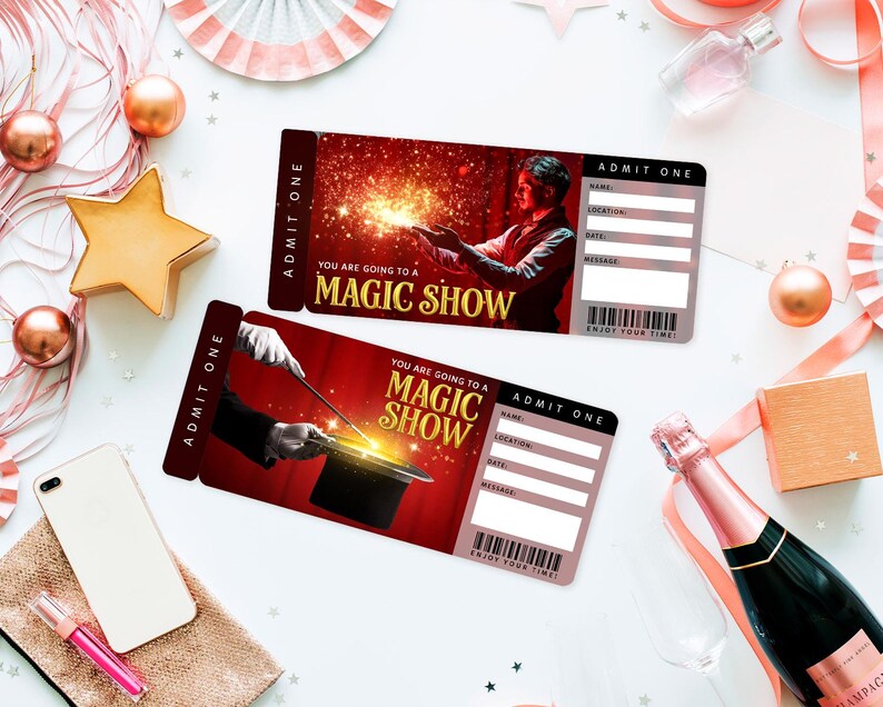Printable MAGIC SHOW Surprise Ticket︱magician Performance Gift Voucher ...