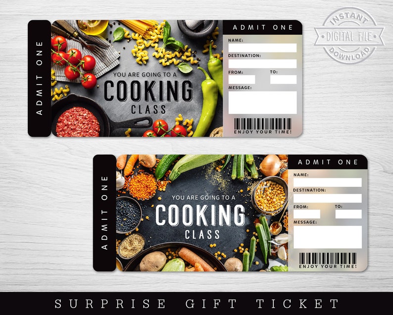 Digital Cooking Class Surprise Ticket, Cooking Class Voucher Surprise ...