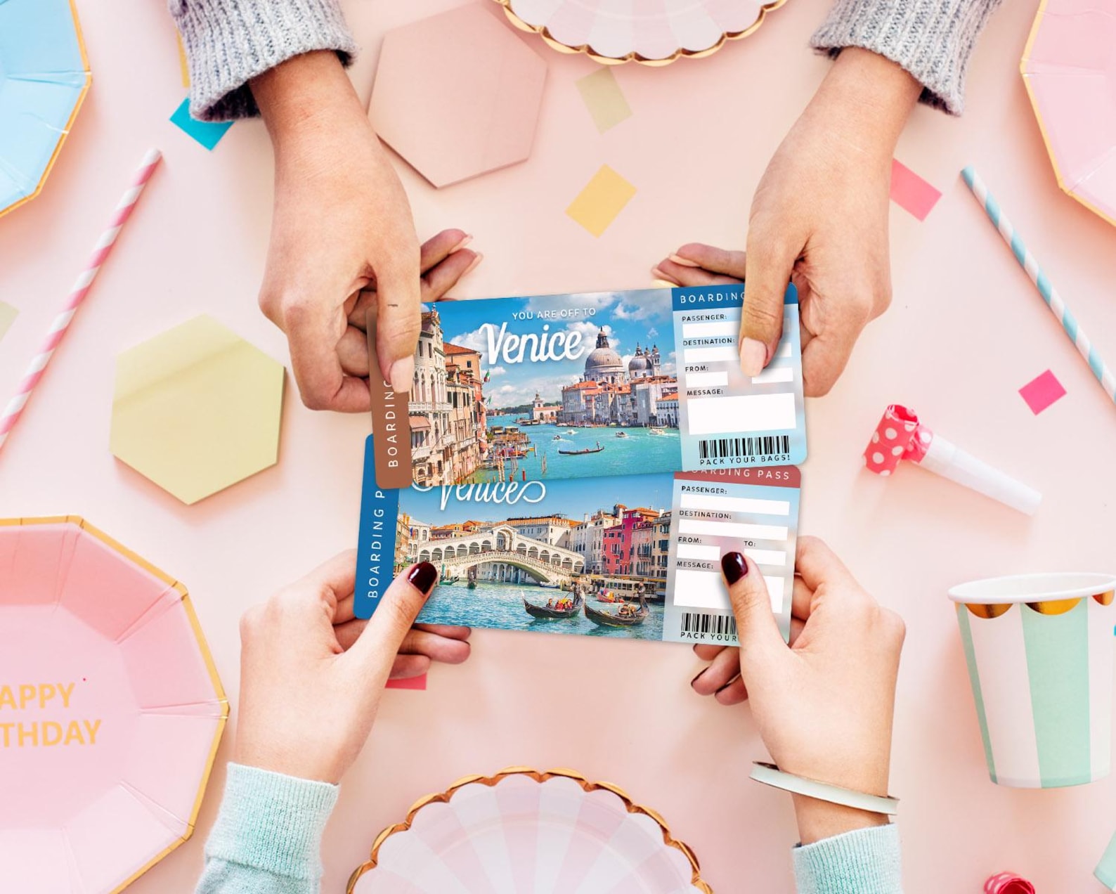 Digital VENICE Trip Surprise Gift Ticket︱italy Boarding Pass︱printable ...
