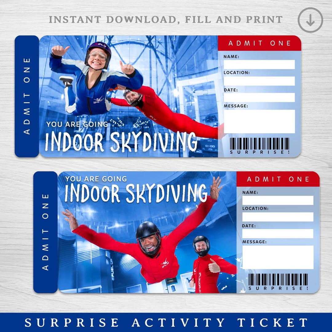 Digital Indoor Skydiving Surprise Gift Ticket, Surprise Activity Gift ...
