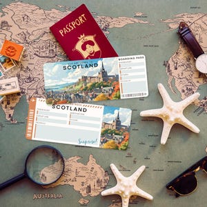 Digital SCOTLAND Surprise Trip Ticket, Scotland Printable Boarding Pass ...