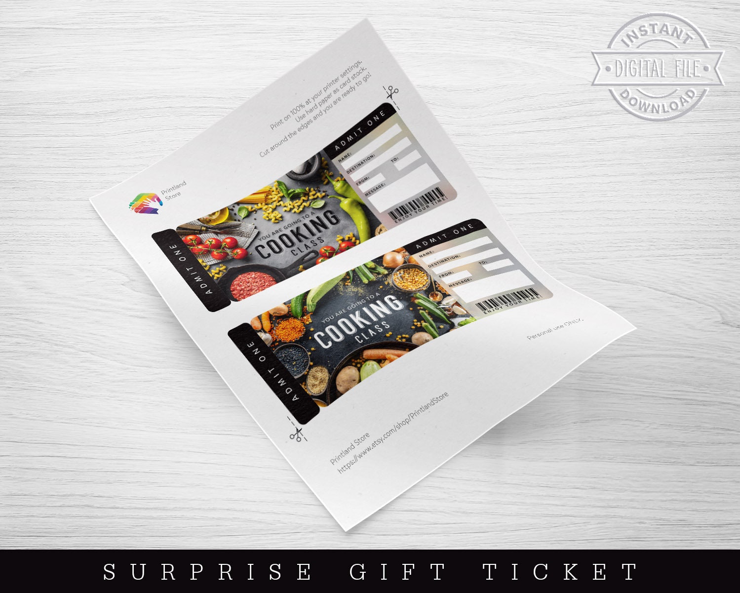 Digital Cooking Class Surprise Ticket, Cooking Class Voucher Surprise ...