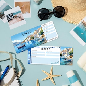 Digital CRETE Surprise Trip Gift Ticket, Greece Printable Boarding Pass ...