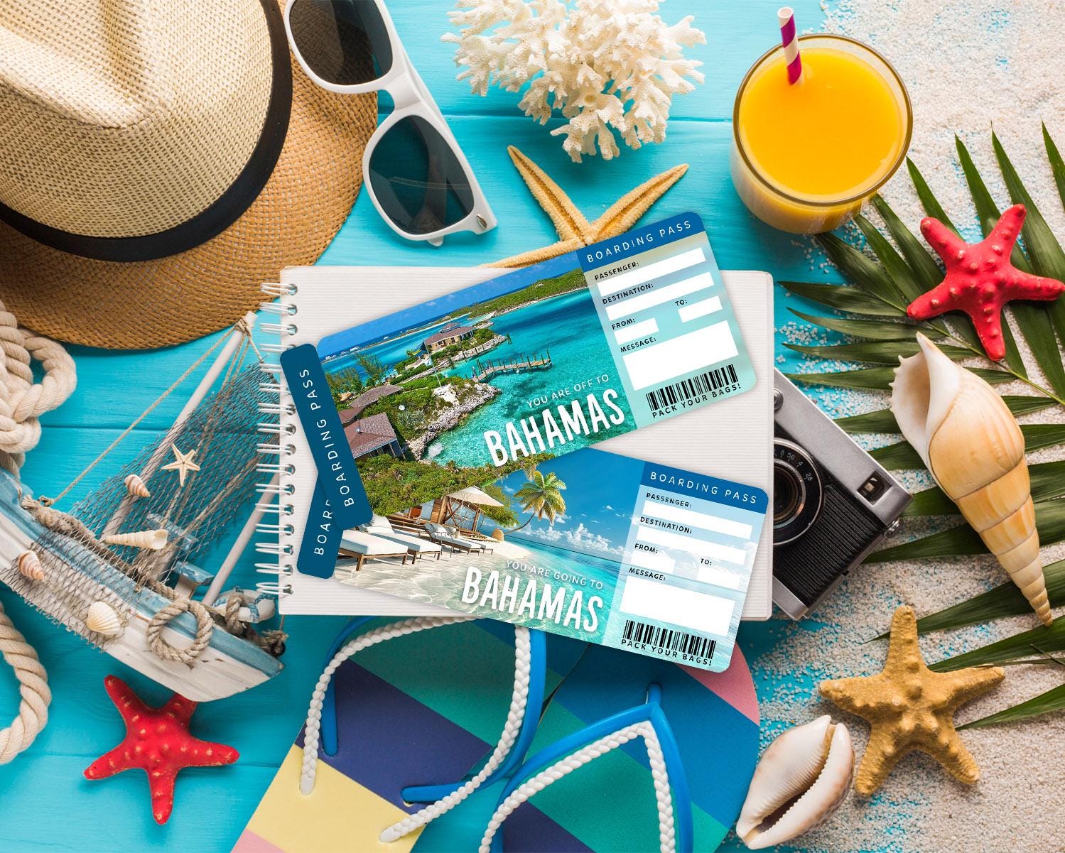 Digital BAHAMAS Trip Surprise Gift Ticket︱vacation Boarding Pass ...