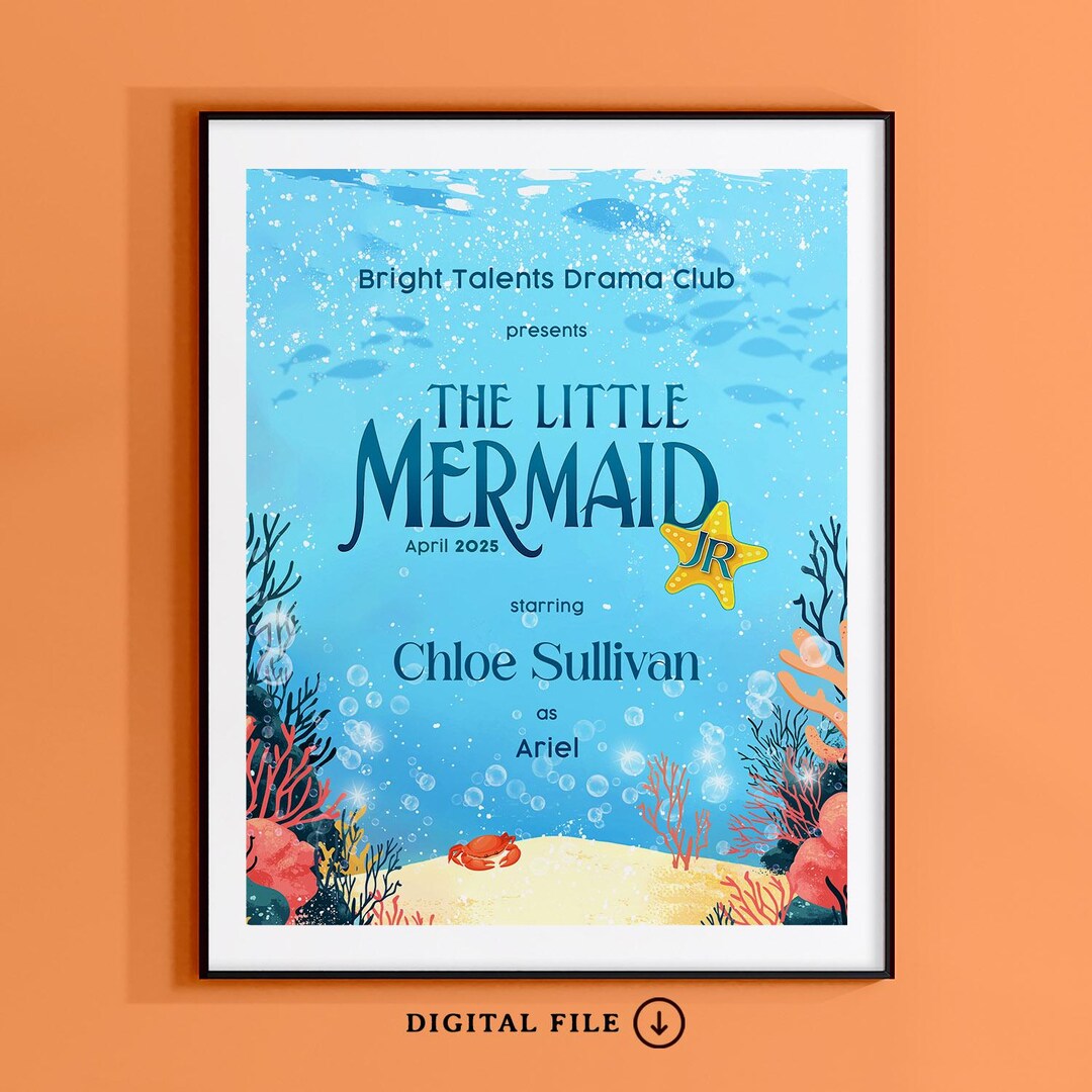 Little Mermaid Musical Poster, Broadway Musical Tribute Art, Custom ...