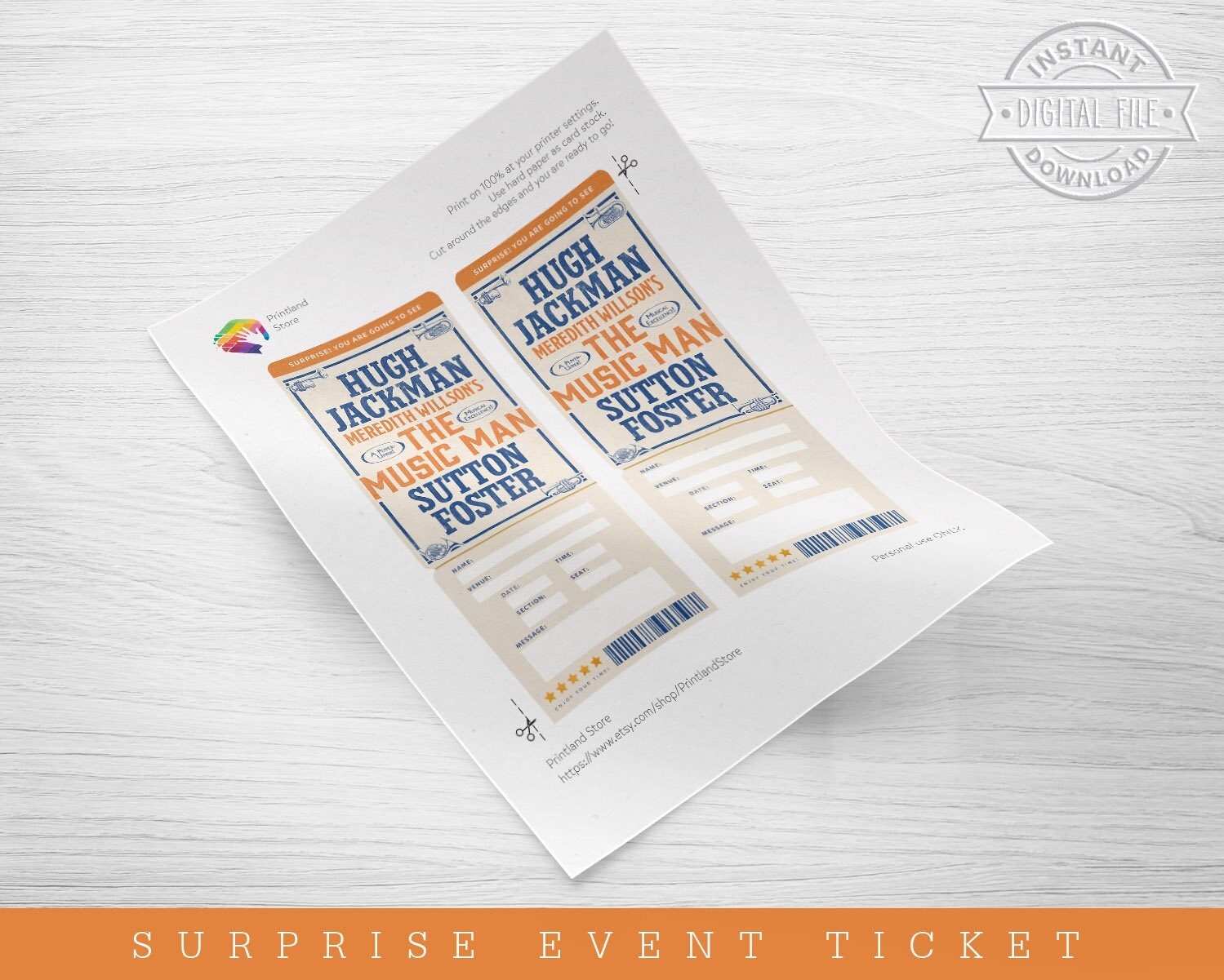 Printable the Music Man Broadway Surprise Ticket, Music Man the Musical ...