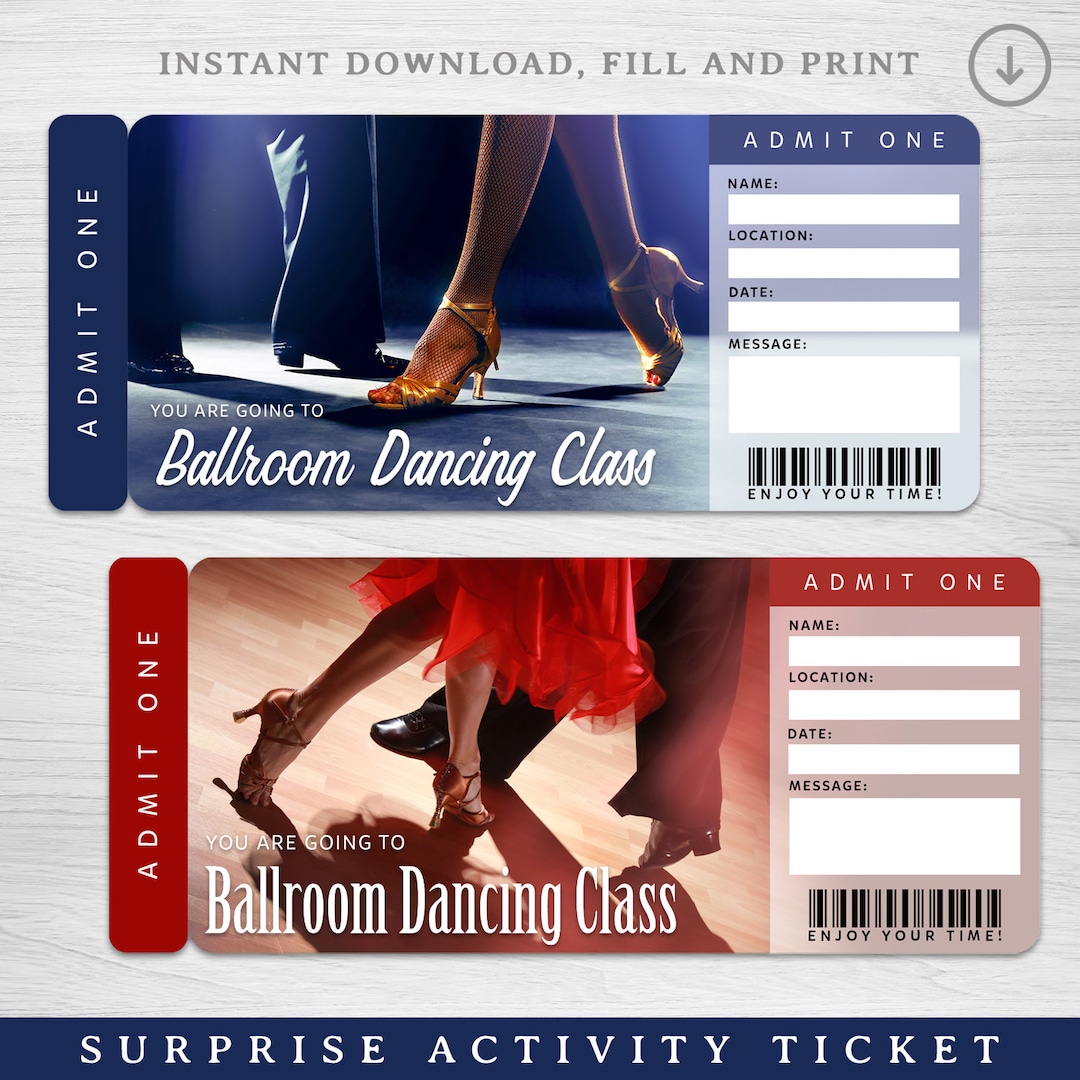 Digital Dance Lessons Surprise Gift Ticket, Ballroom Dance Class ...