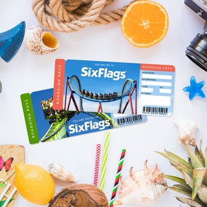 Digital SIX FLAGS Surprise Trip Gift Ticket, Amusement Park Printable ...