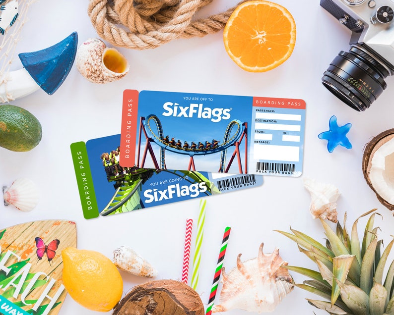 Digital SIX FLAGS Surprise Trip Gift Ticket, Amusement Park Printable ...