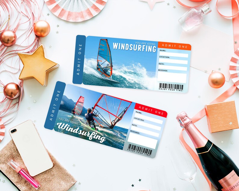 Printable Windsurfing Surprise Ticket︱windsurfing Lessons Gift Voucher ...