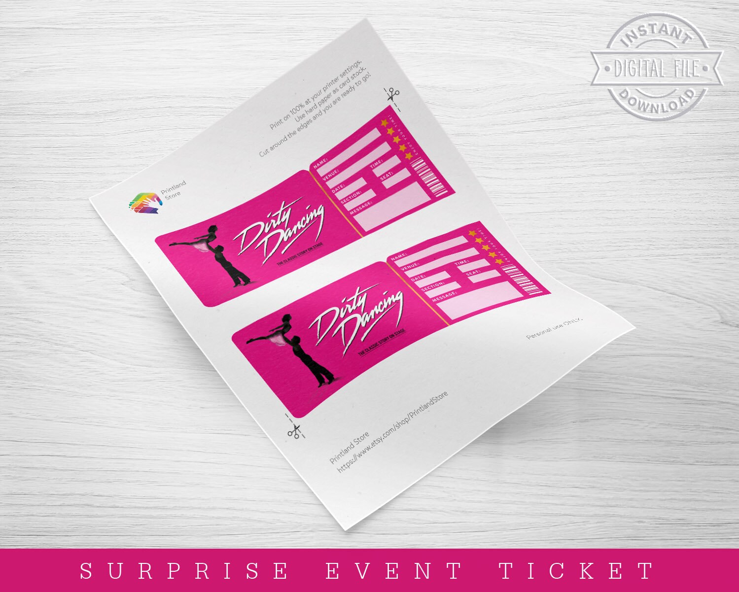 Printable Dirty Dancing Broadway Surprise Ticket, Musical Collectible ...