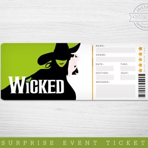 Printable Wicked Broadway Surprise Ticket︱musical Theatre Ticket︱event ...