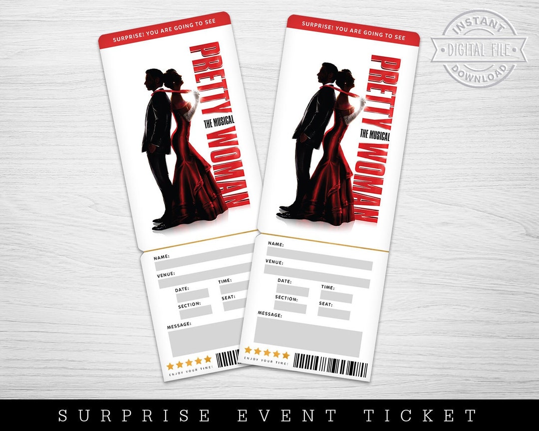 Printable Pretty Woman Broadway Surprise Ticket︱musical Theatre Ticket ...
