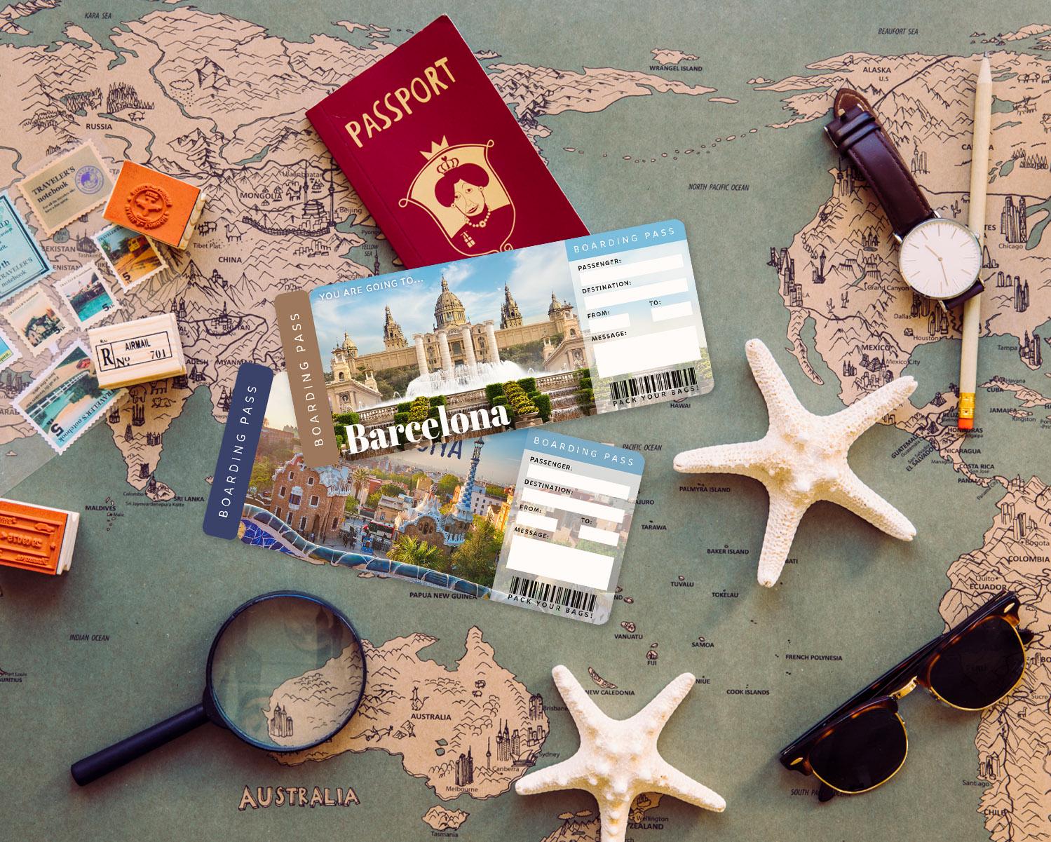 Digital BARCELONA Trip Surprise Gift Ticket︱spain Boarding Pass ...