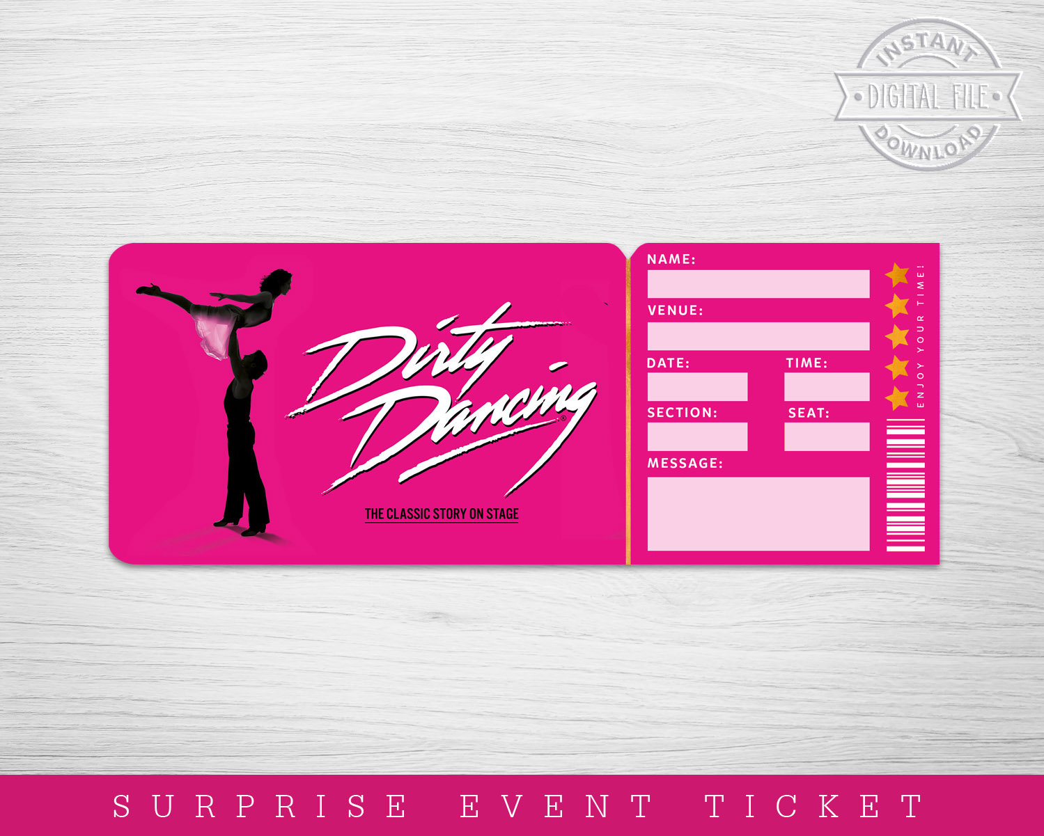 Printable Dirty Dancing Broadway Surprise Ticket, Musical Collectible ...