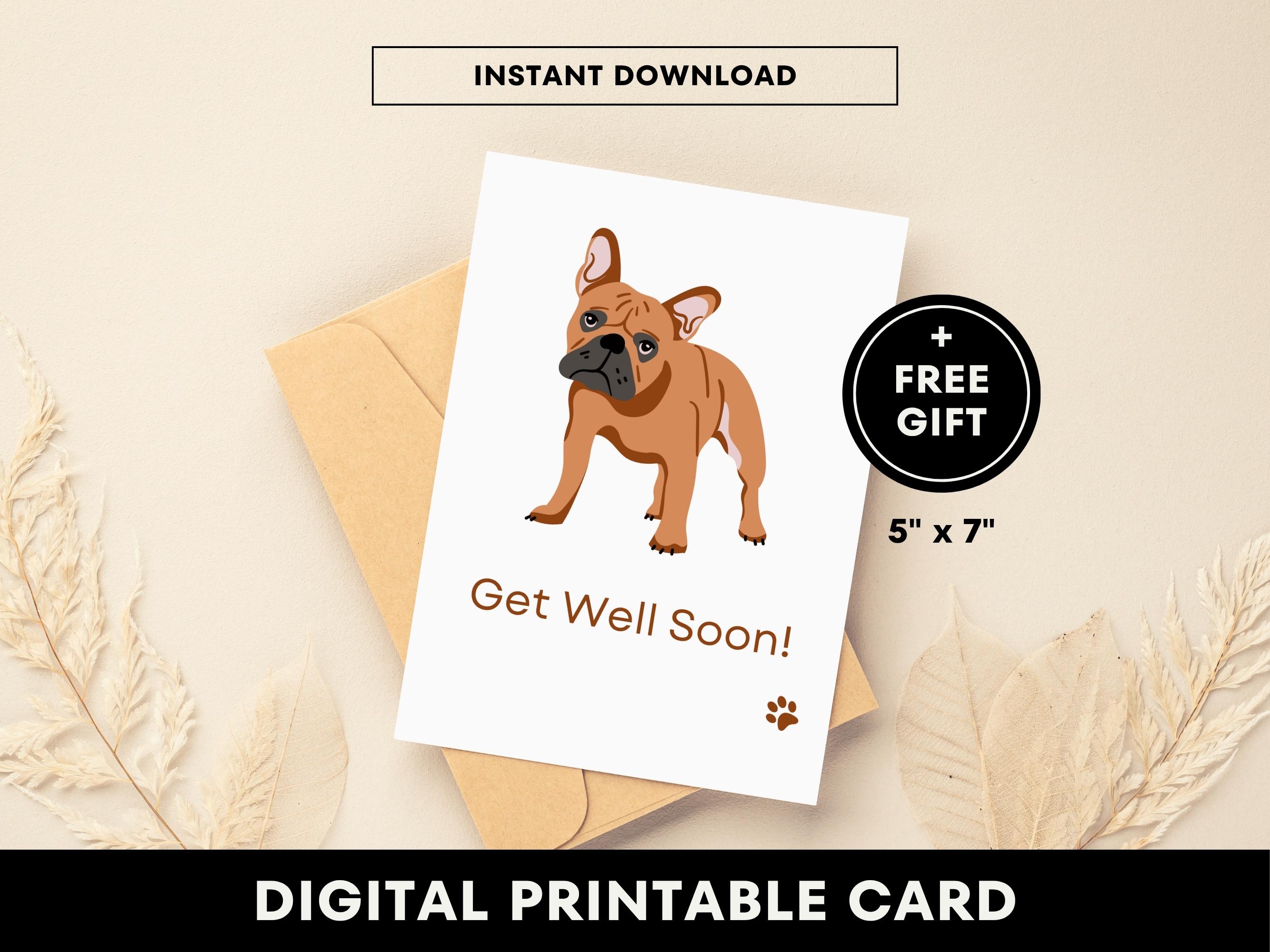Cute Dog Get Well Card Printable, Funny Speedy Recovery Card, Feel ...