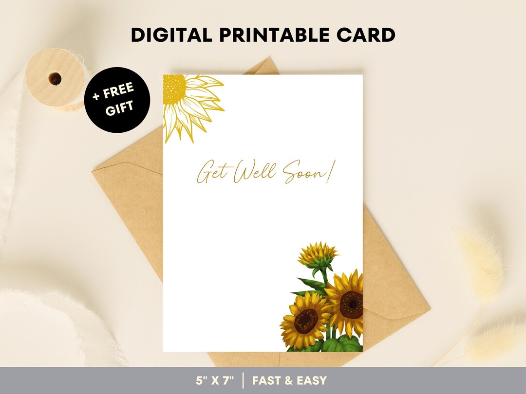 Sunflowers Get Well Card Feel Better Soon Post Surgery Card Sunflower ...