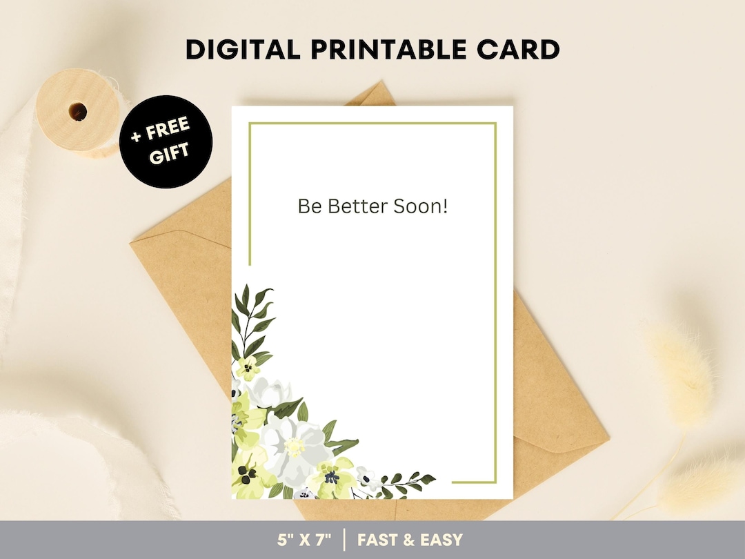 Floral Get Well Card Be Better Soon Card Feeling Better Card Get Well ...