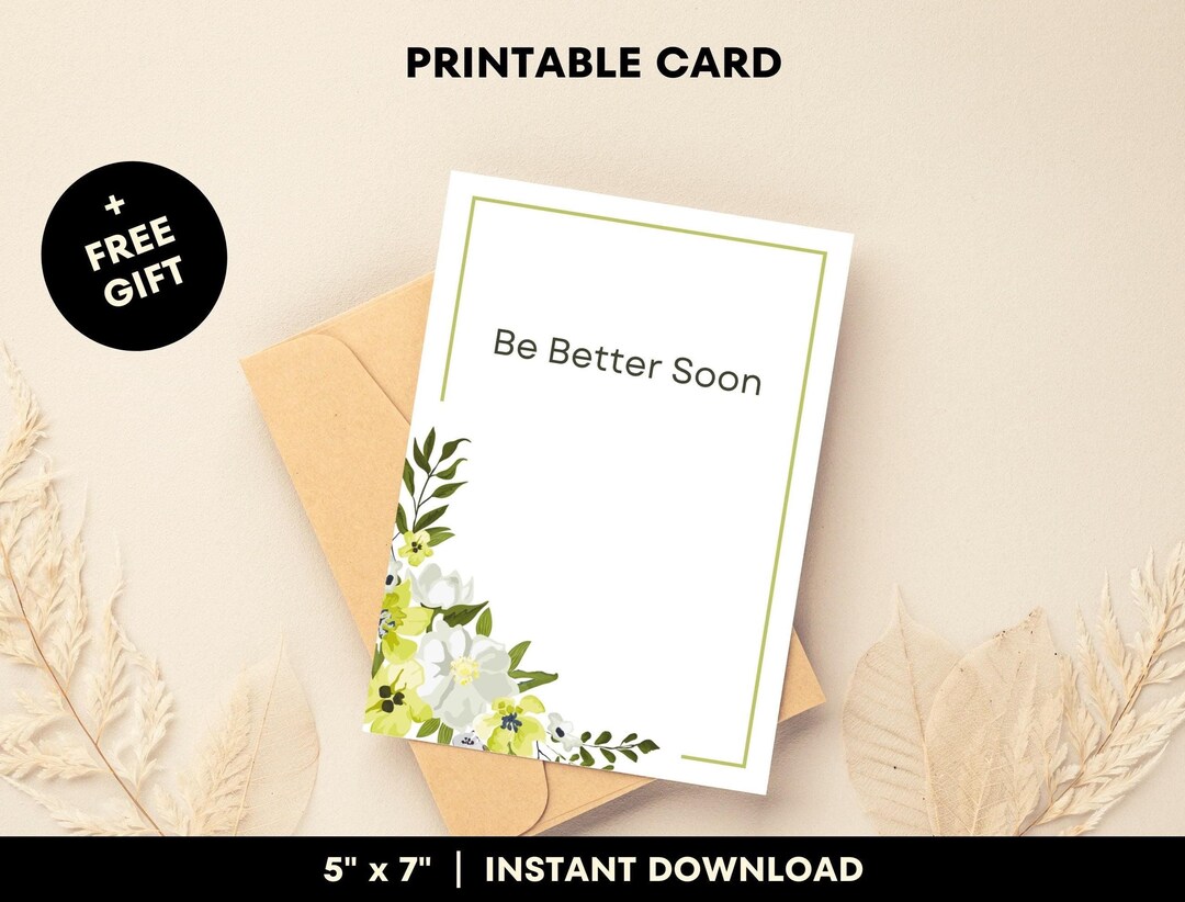 Floral Get Well Card, Be Better Soon Card, Feeling Better Card, Get ...