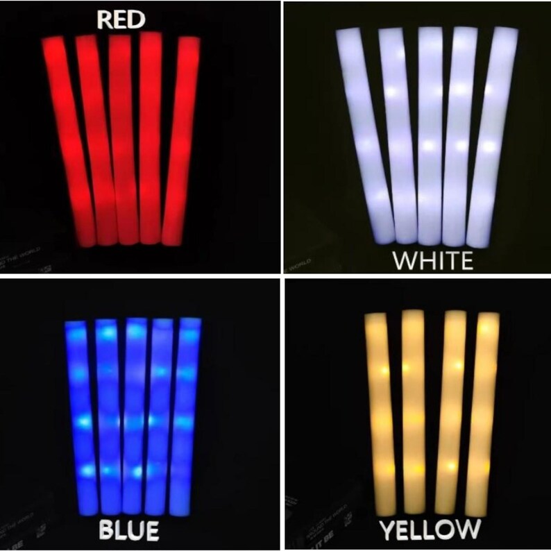Bulk RGB LED Glow Foam Sticks | Party Light Tubes for Birthday, Wedding ...