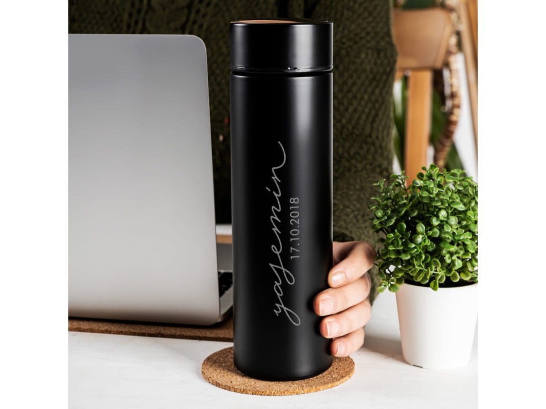 Personalized Digital Temperature Display Thermos With Name and Date ...