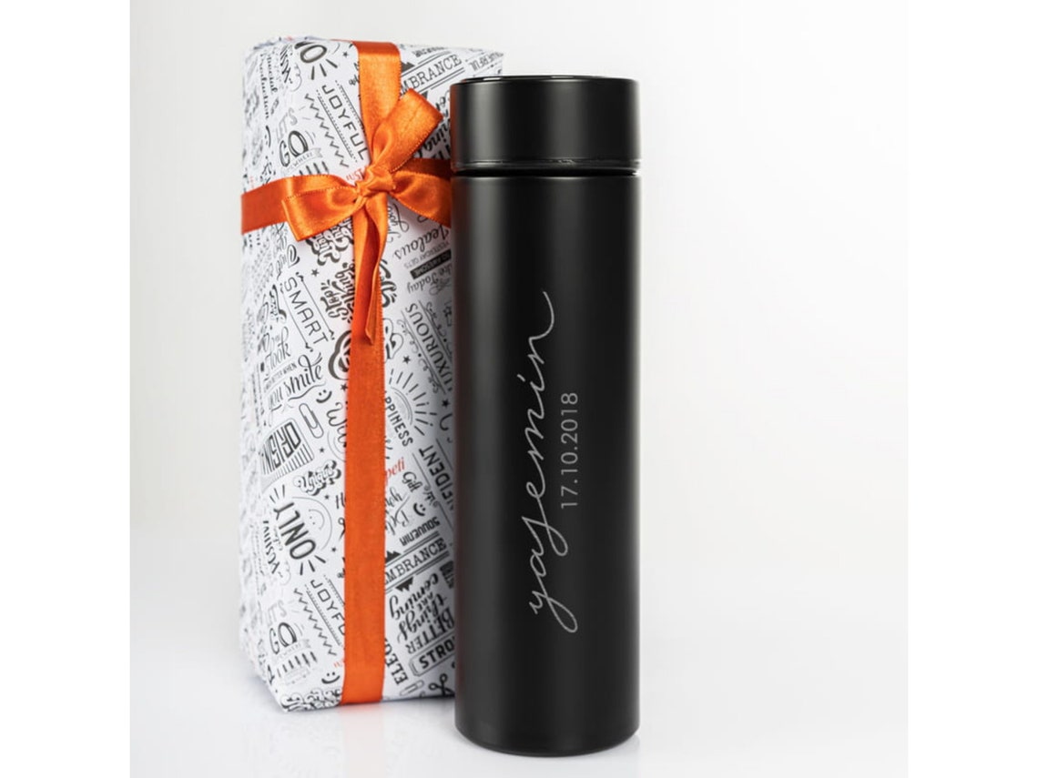Personalized Digital Temperature Display Thermos With Name and Date ...