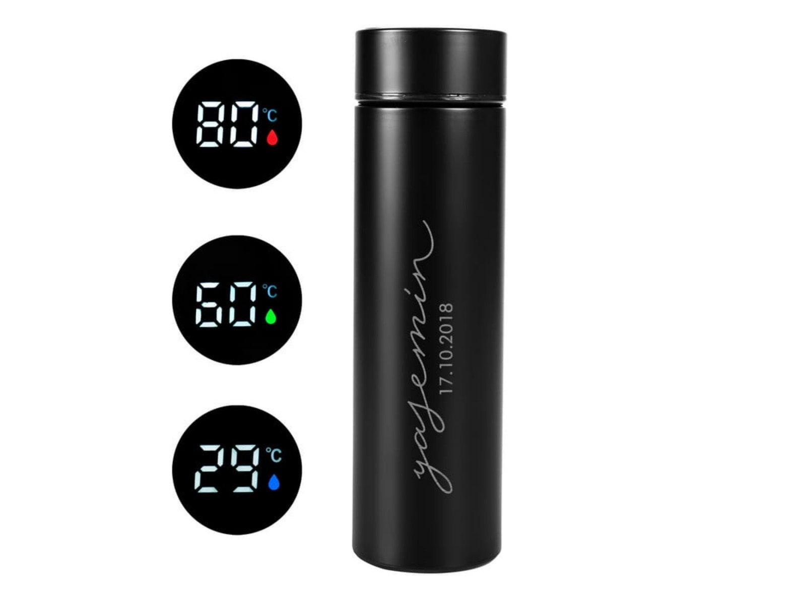 Personalized Digital Temperature Display Thermos With Name and Date ...