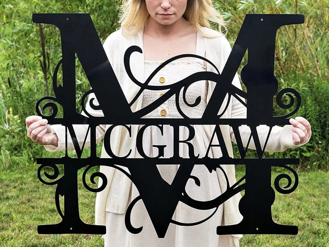 Personalized Metal Iron Monogram Sign - Custom Outdoor Hanging Family ...
