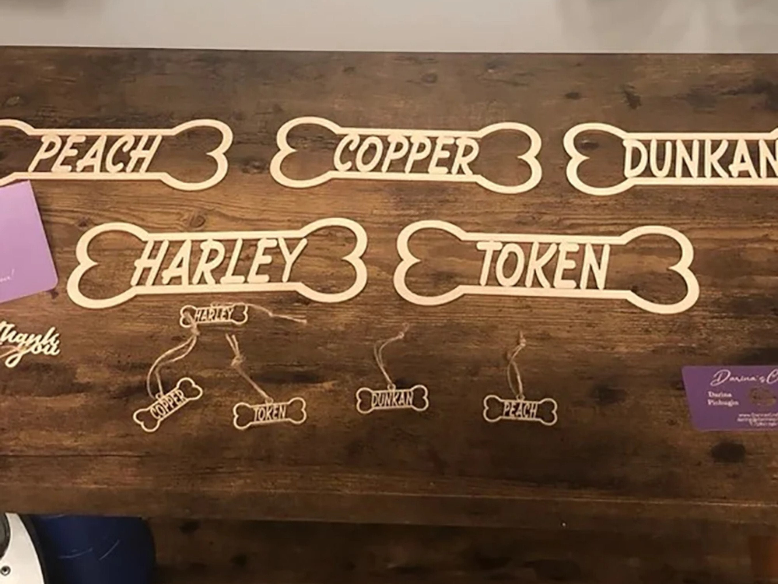 Custom Wooden Dog Bone Name Sign - Personalized Pet Name Plaque for ...