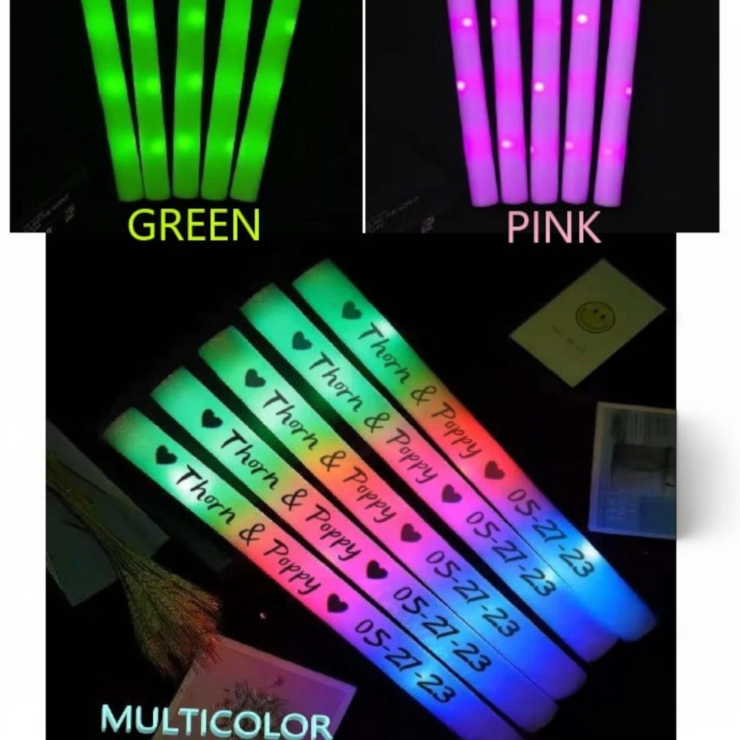 Bulk RGB LED Glow Foam Sticks | Party Light Tubes for Birthday, Wedding ...