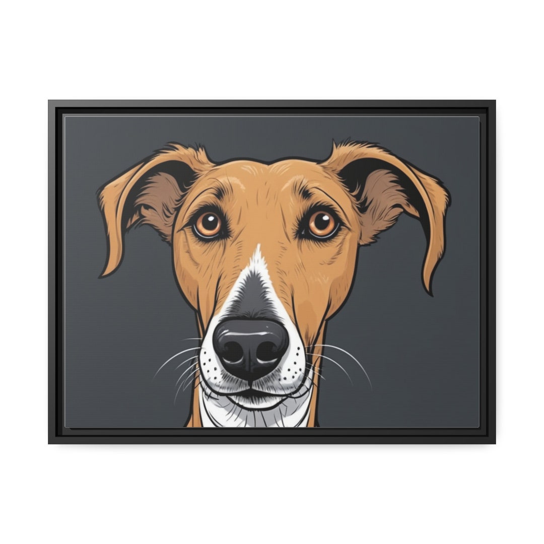 Cartoon Lurcher Dog - Cute Lurcher Dog - Matte Canvas, Black Frame ...