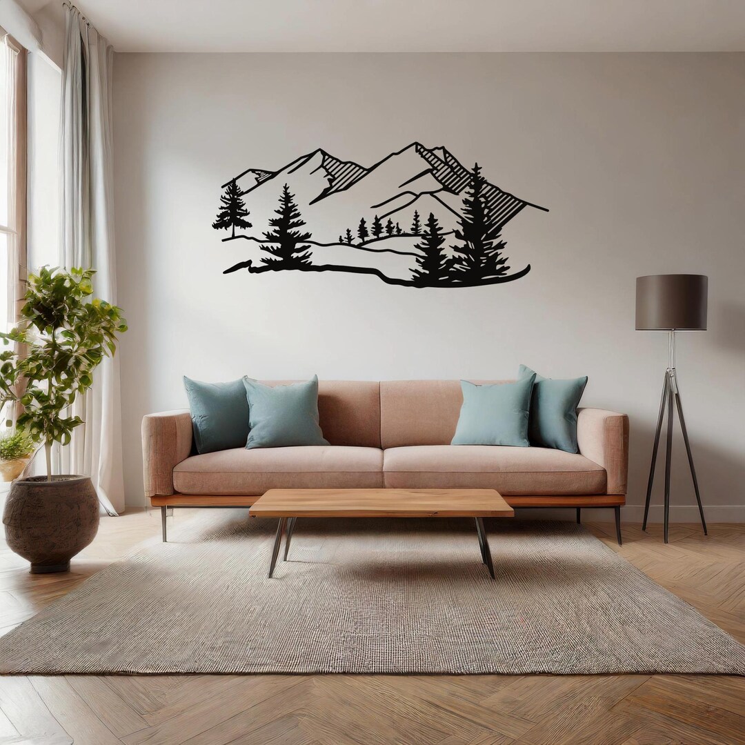 Large Mountain Metal Art for Wall Hanging Home Décor – Mountains and ...