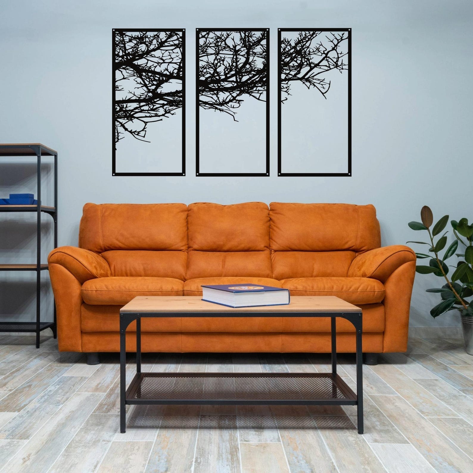 Large 3 Panel Tree Metal Wall Art for Wall Hanging Home Décor – Wide 3 ...