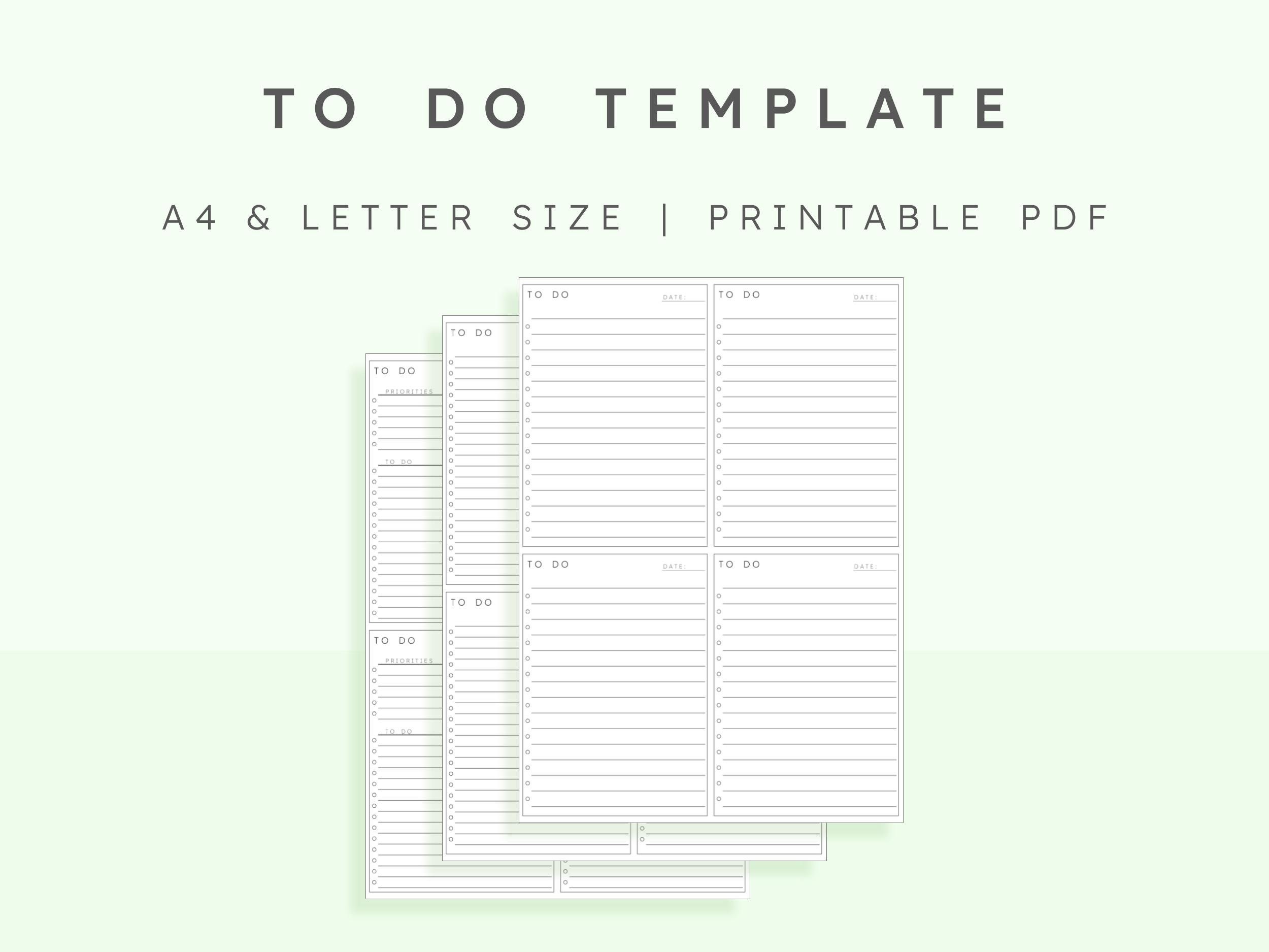 Printable Fillable TO DO List Template, Blank to Do Lists, Day Week ...