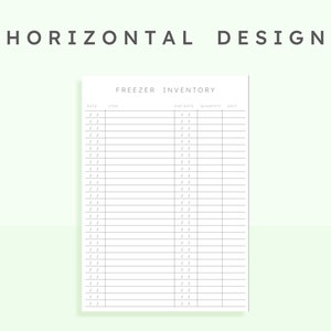 Printable Fillable Freezer Inventory Template, Horizontal and Portrait ...